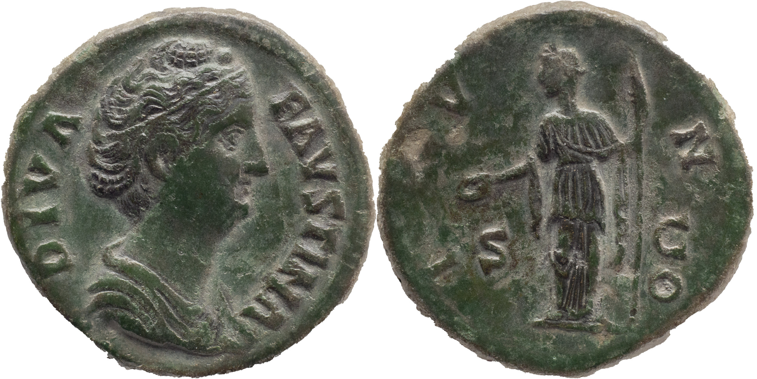 Tooled middle bronze of Faustina the Elder at Portuscalle Numismatica ...