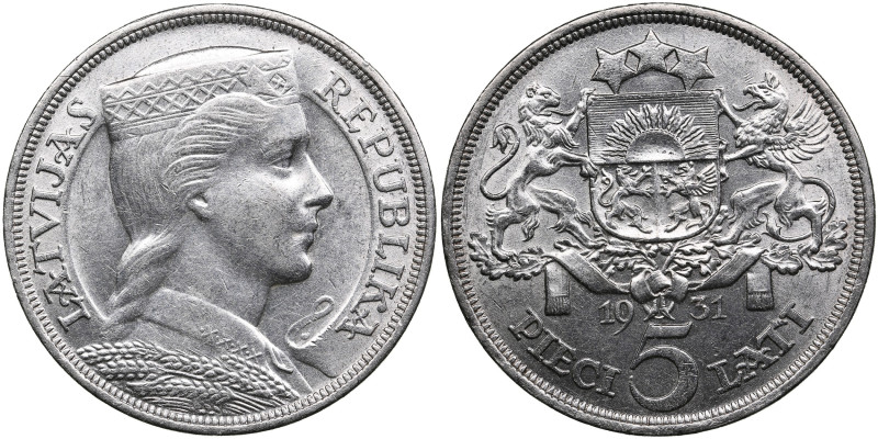 biddr - Coins.ee, Auction 60, lot 583. Latvia 5 Lati 1931 25.00g. XF ...