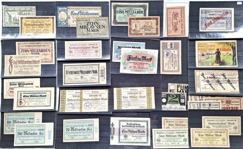 biddr - ARTEMON, Auction 1, lot 3172. SCHLESWIG-HOLSTEIN 36 verschiedene Großnotgeldscheine GEB/VZL