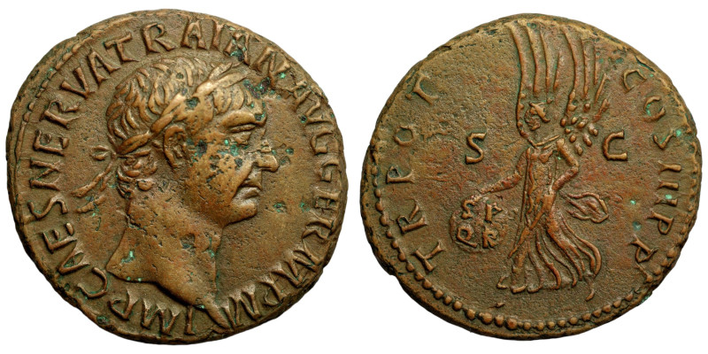 biddr - Nummitra, Auction 10, lot 316. Trajan. (99-100 AD) Æ As. (26mm ...