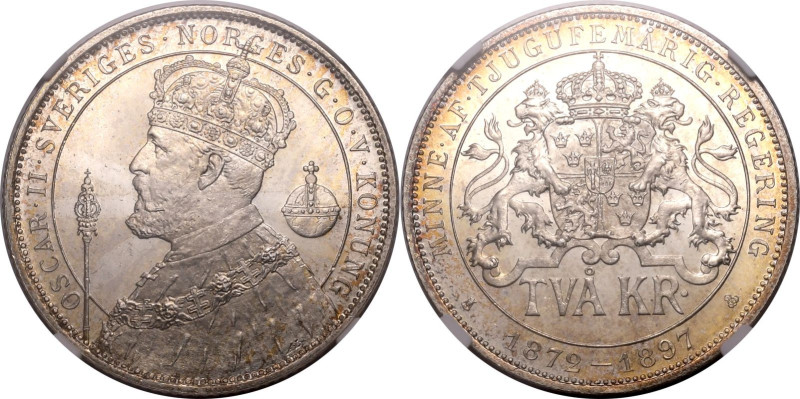 biddr - The Coin Cabinet, The Wallin Sale Part 2, lot 242. SWEDEN. Oscar II. Silver 2 kronor ...