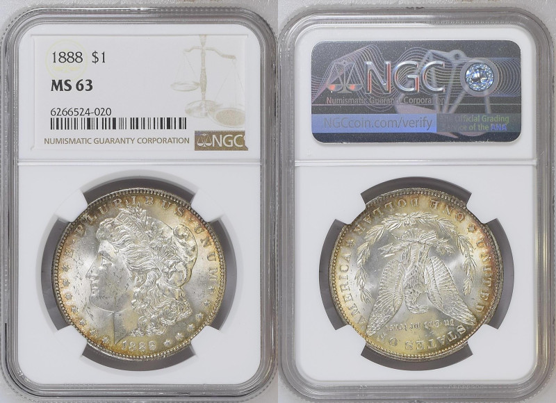 biddr - Galleria Auctions Tokyo, Online Auction 2, lot 1334. 1888年 アメリカ モルガンダラー 1ドル銀貨 NGC MS63 ...