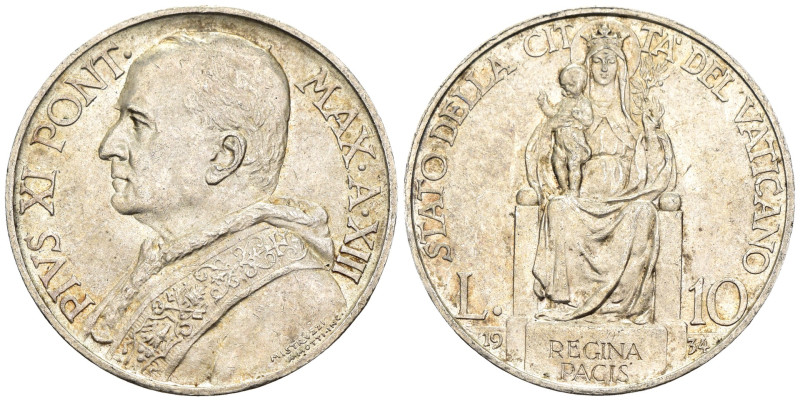 biddr - Numismatica Ferrarese, E-Live Auction 37, lot 1053. Pio XI (1929-1938) - 10 Lire 1934 ...