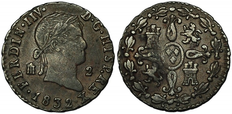 biddr - Jesús Vico S.A., Online Auction 7, lot 237. 2 maravedís 1832 ...